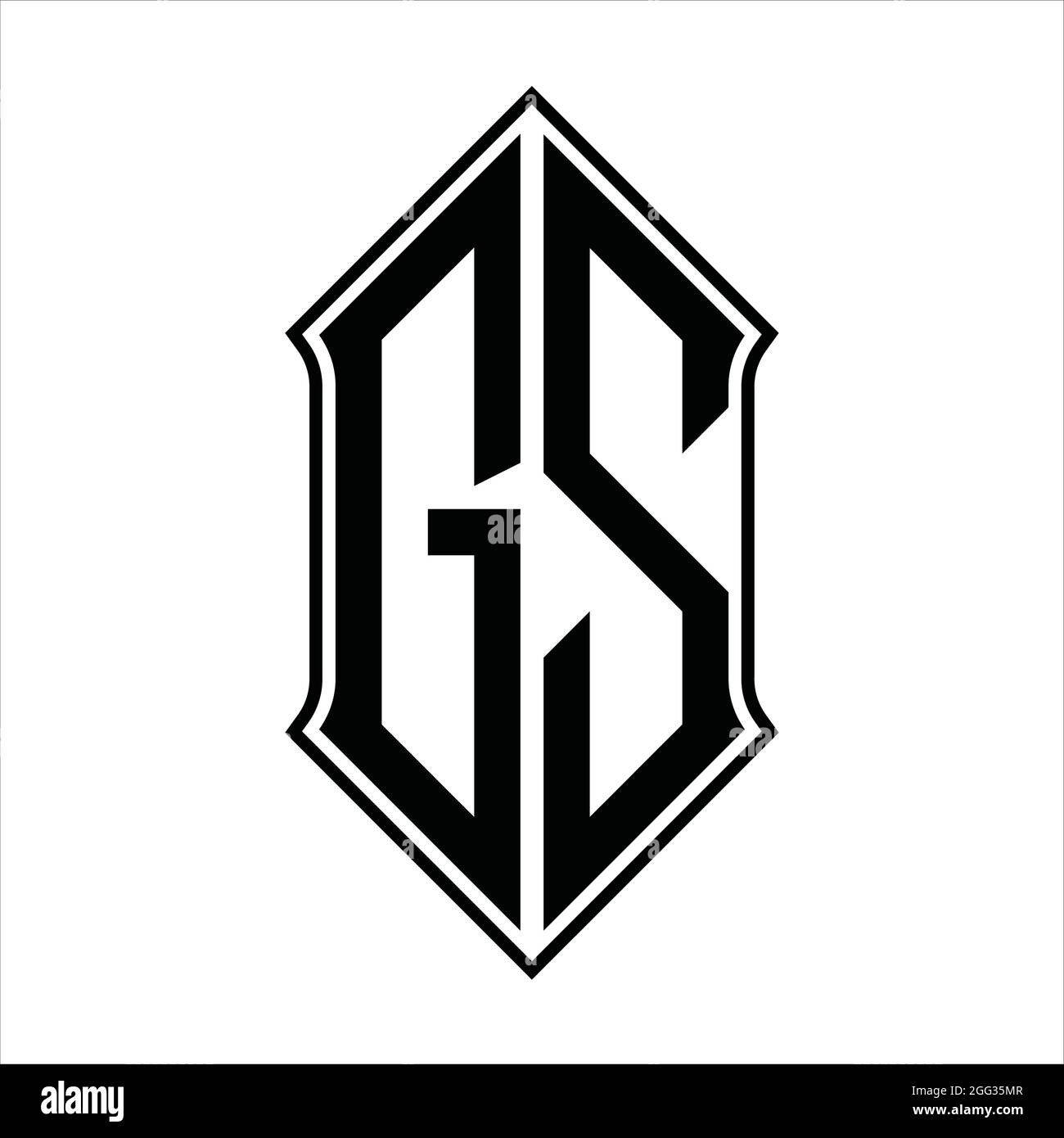 GS Logo monogram with shieldshape and black outline design template ...