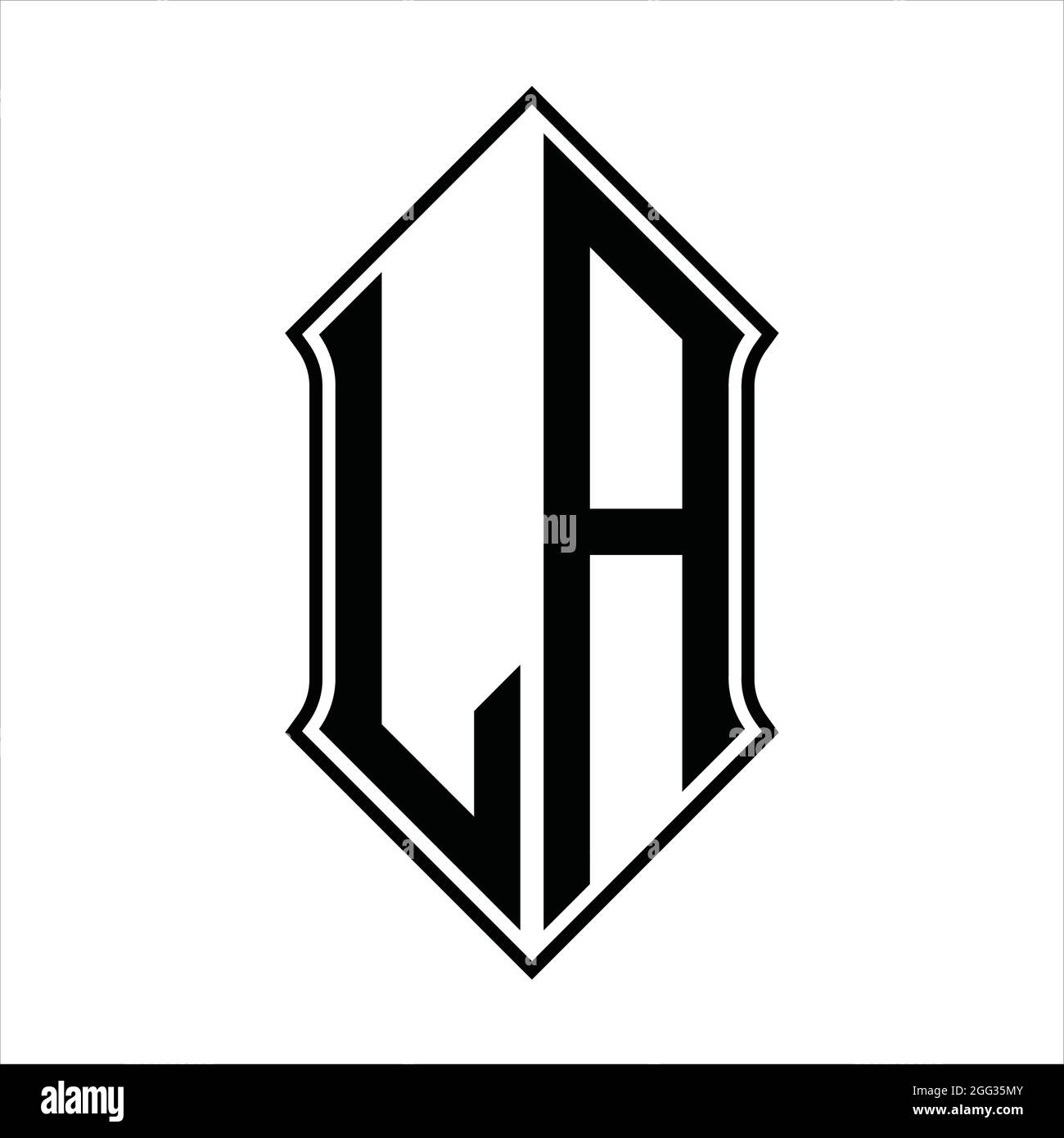 LA Logo monogram with shieldshape and black outline design template ...