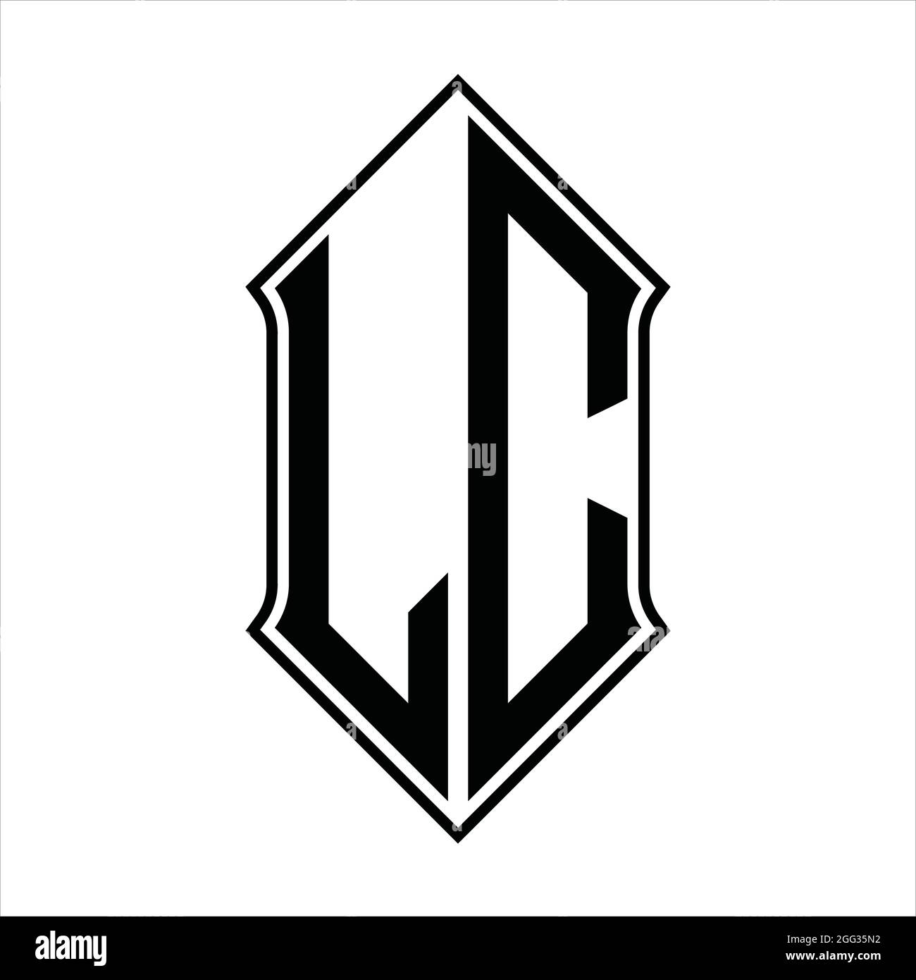LC Logo monogram with shieldshape and black outline design template ...