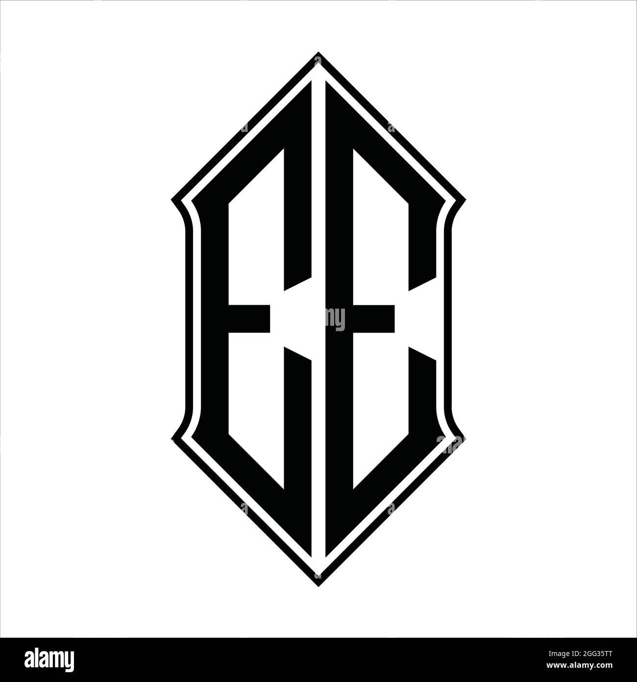 EE Logo monogram with shieldshape and black outline design template ...