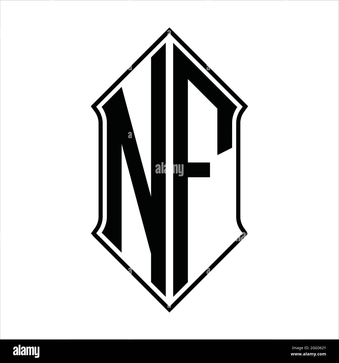 NF Logo monogram with shieldshape and black outline design template ...