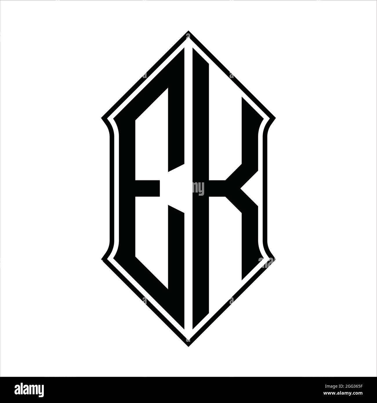 EK Logo monogram with shieldshape and black outline design template vector icon abstract Stock ...