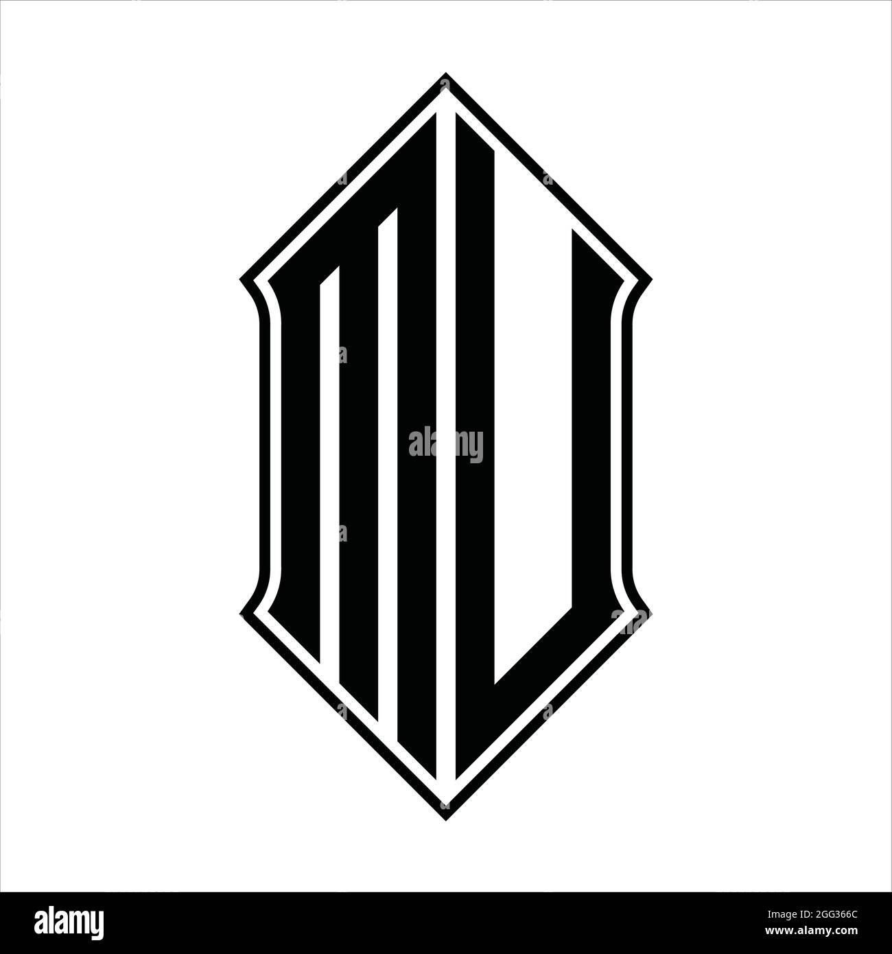 MU Logo monogram with shieldshape and black outline design template ...