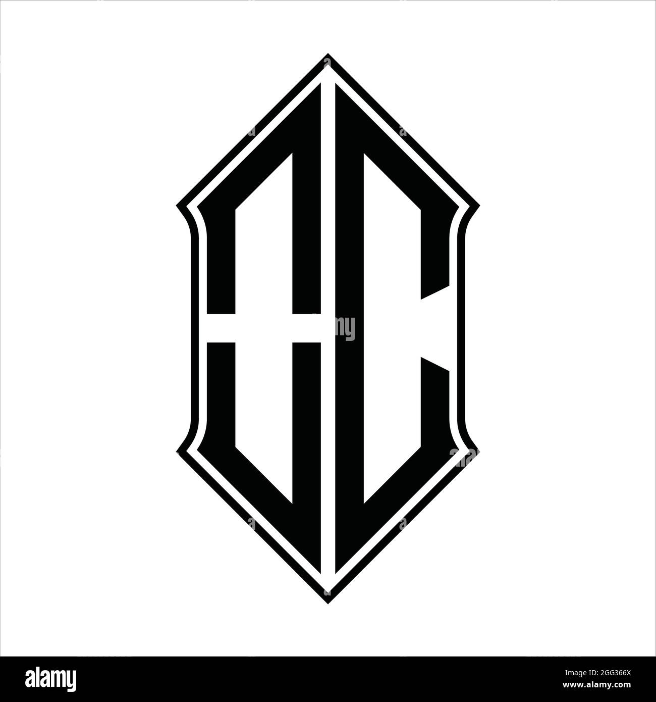 OC Logo monogram with shieldshape and black outline design template ...