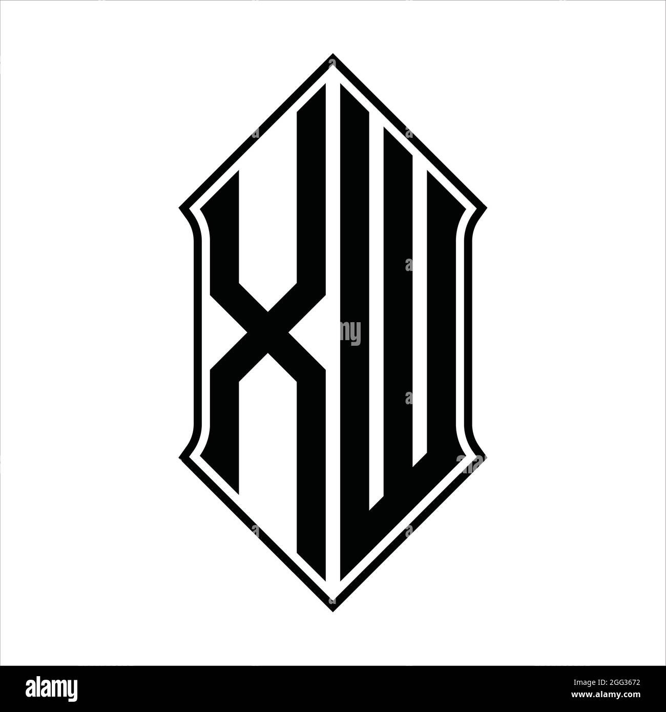 XW Logo monogram with shieldshape and black outline design template ...