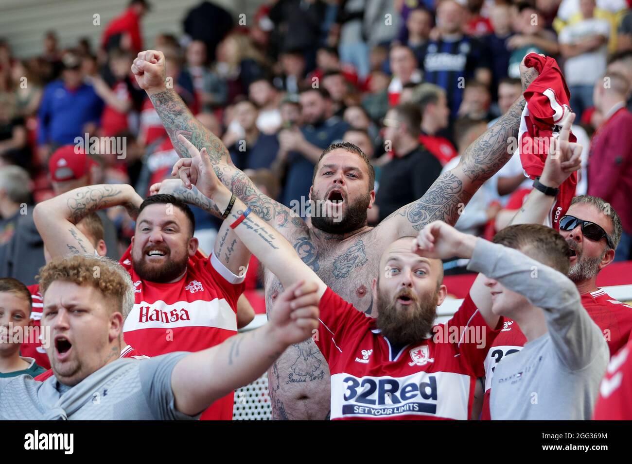Middlesbrough fans celebrate during the Sky Bet Championship match at ...