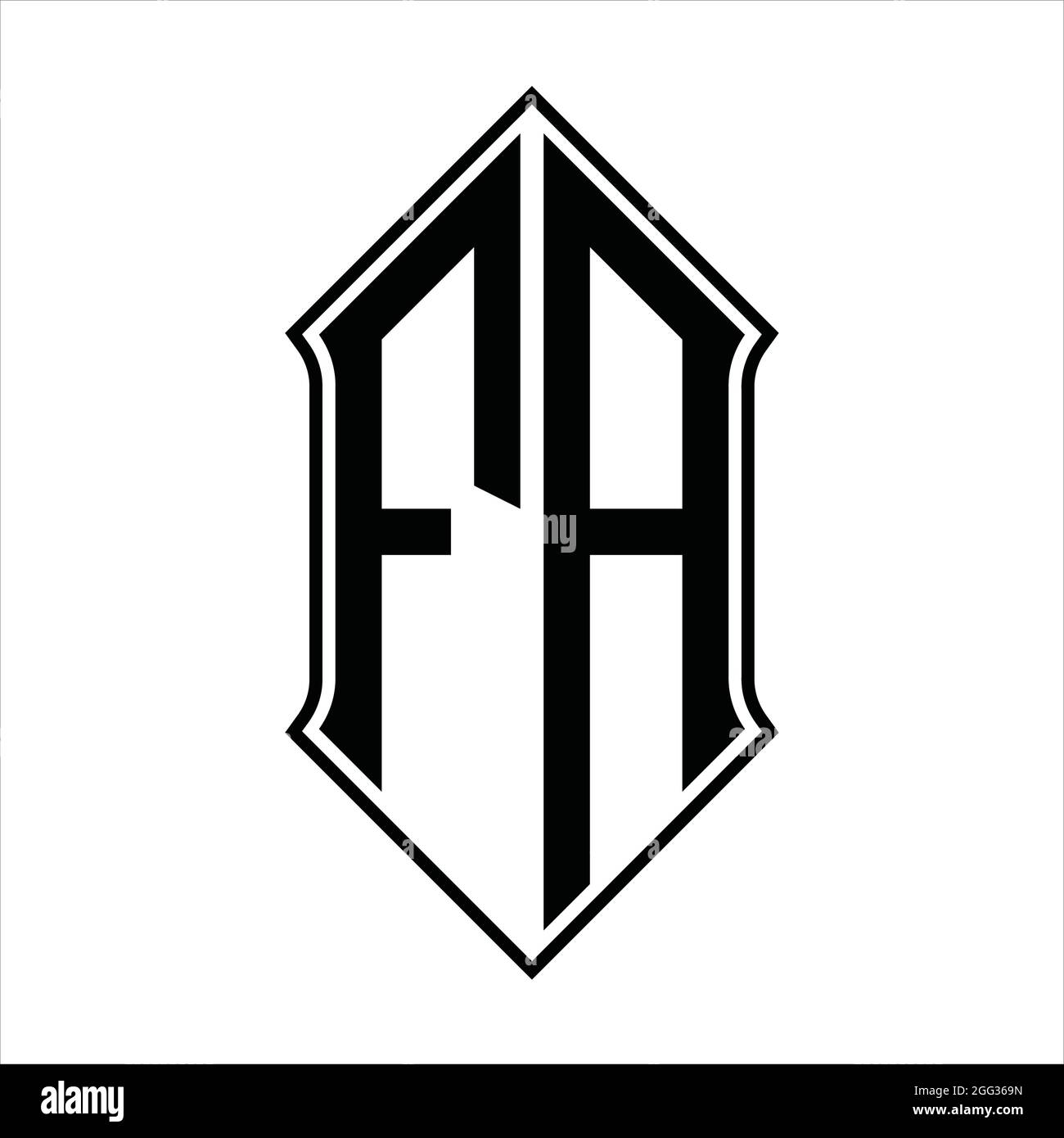 FA Logo monogram with shieldshape and black outline design template ...