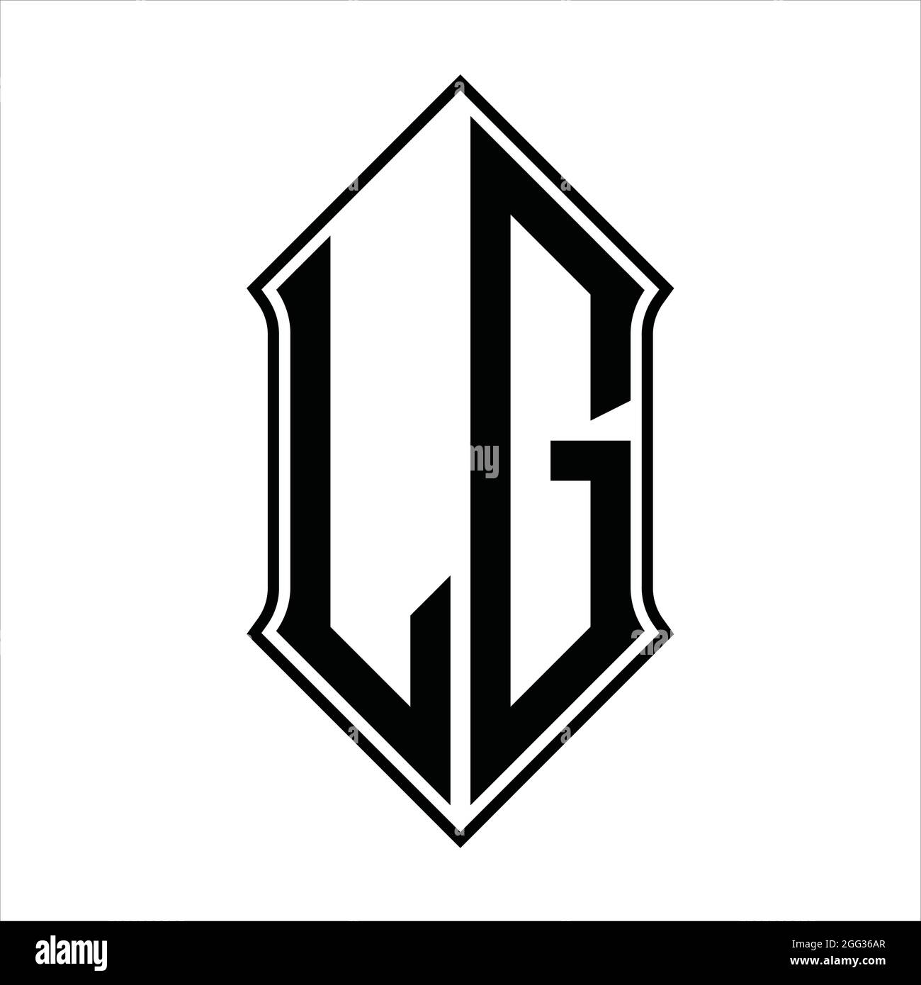 LG Logo monogram with shieldshape and black outline design template vector icon abstract Stock ...