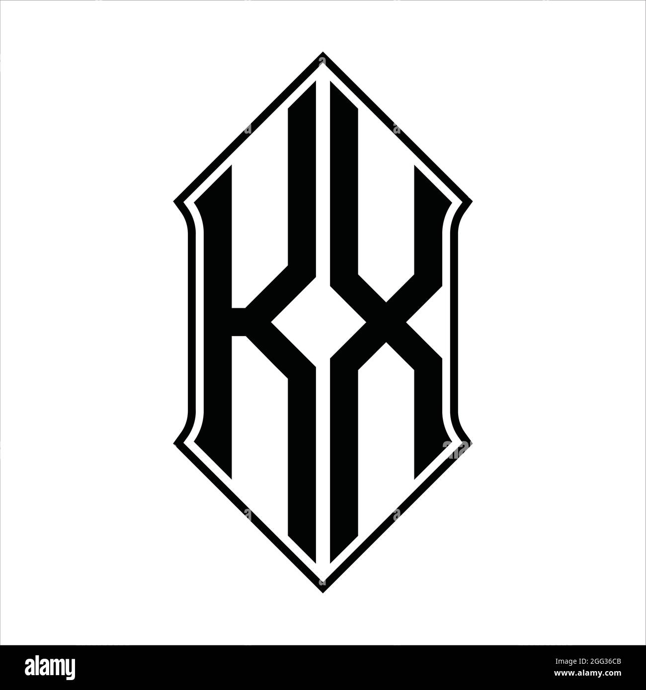 KX Logo monogram with shieldshape and black outline design template ...