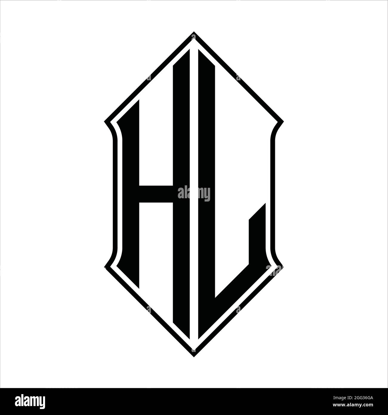 HL Logo monogram with shieldshape and black outline design template ...