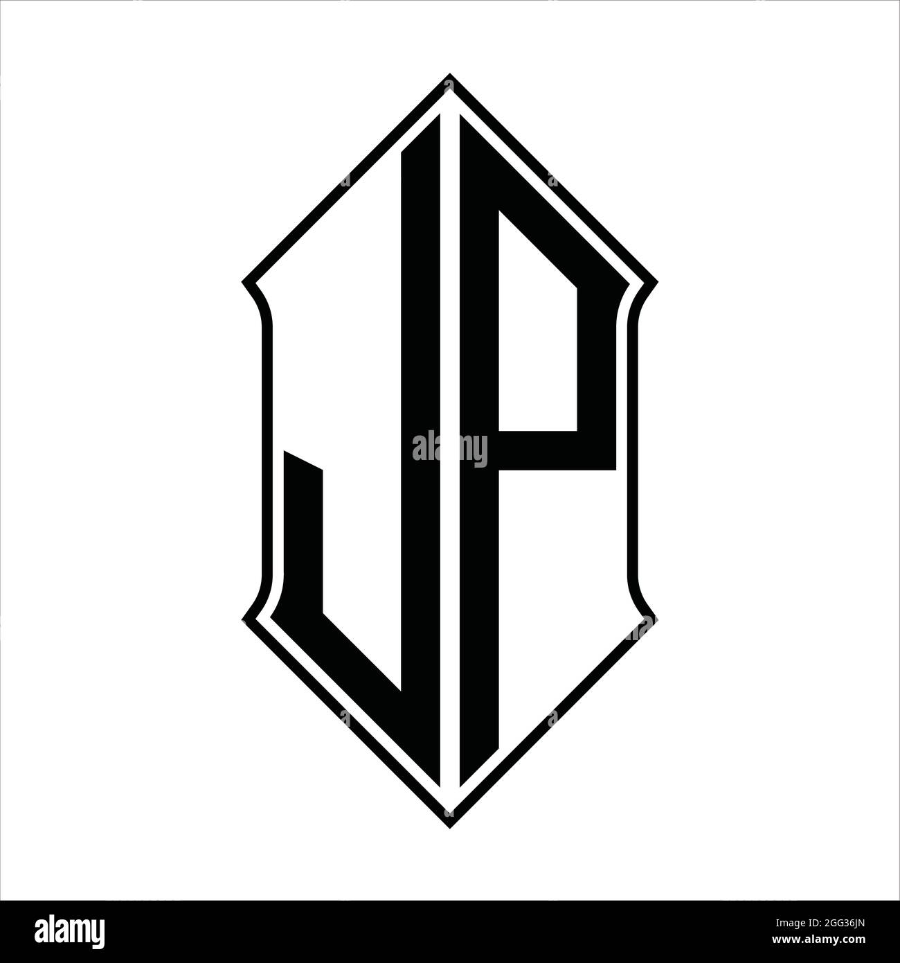 JP Logo monogram with shieldshape and black outline design template ...