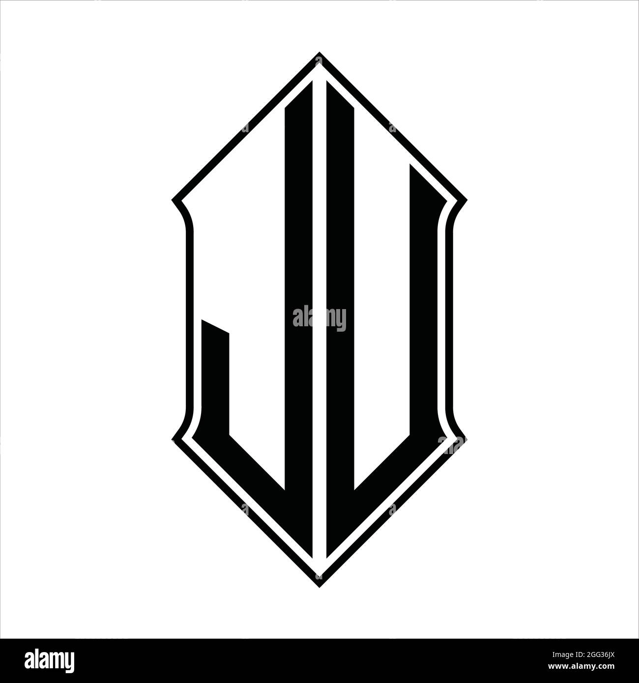 JU Logo monogram with shieldshape and black outline design template ...