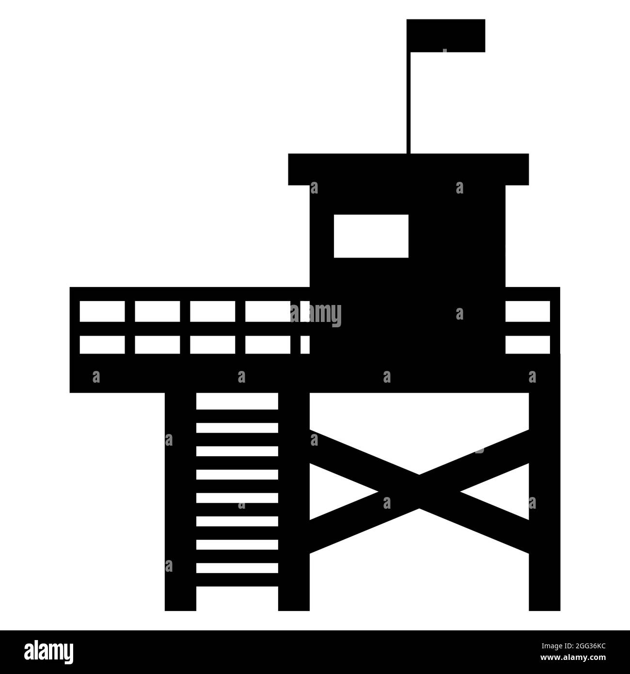 Lifeguard station icon on white background. Beach guard house sign ...