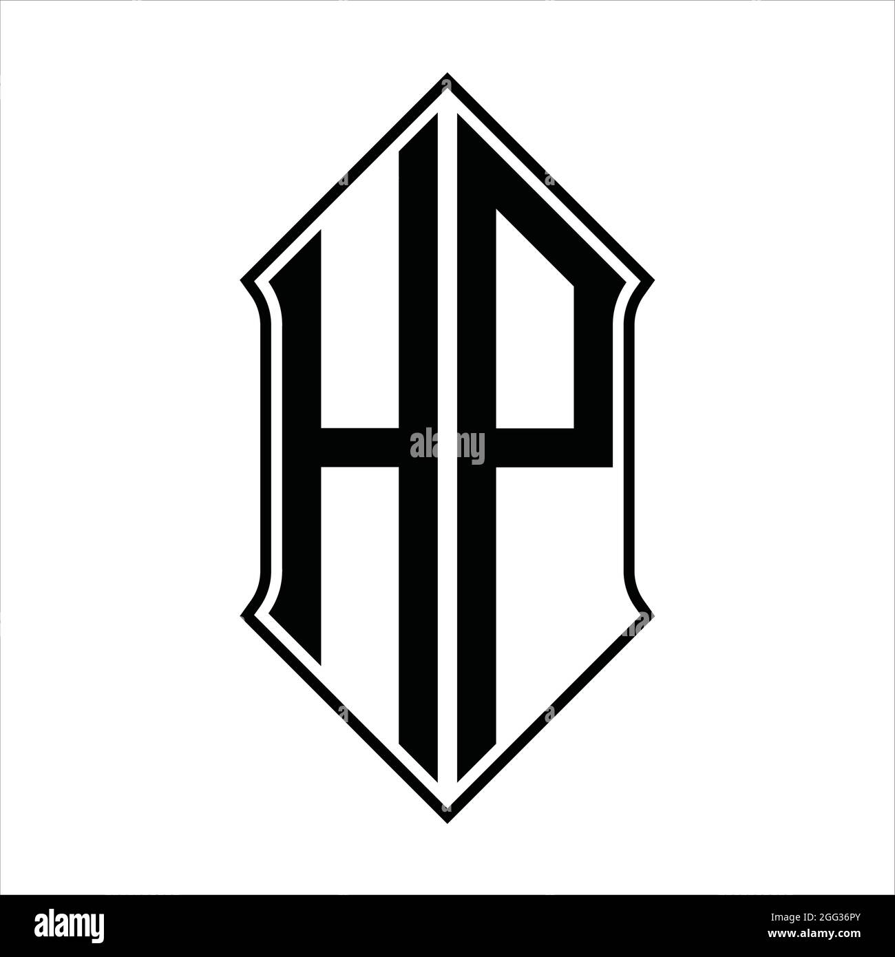HP Logo monogram with shieldshape and black outline design template ...