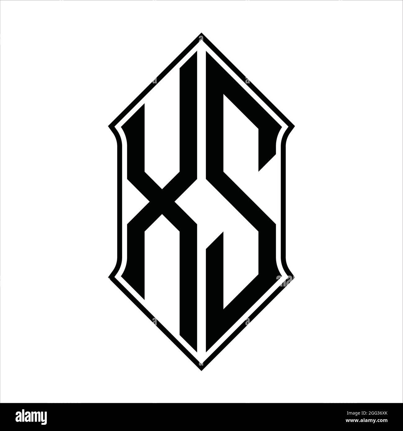 XS Logo monogram with shieldshape and black outline design template ...