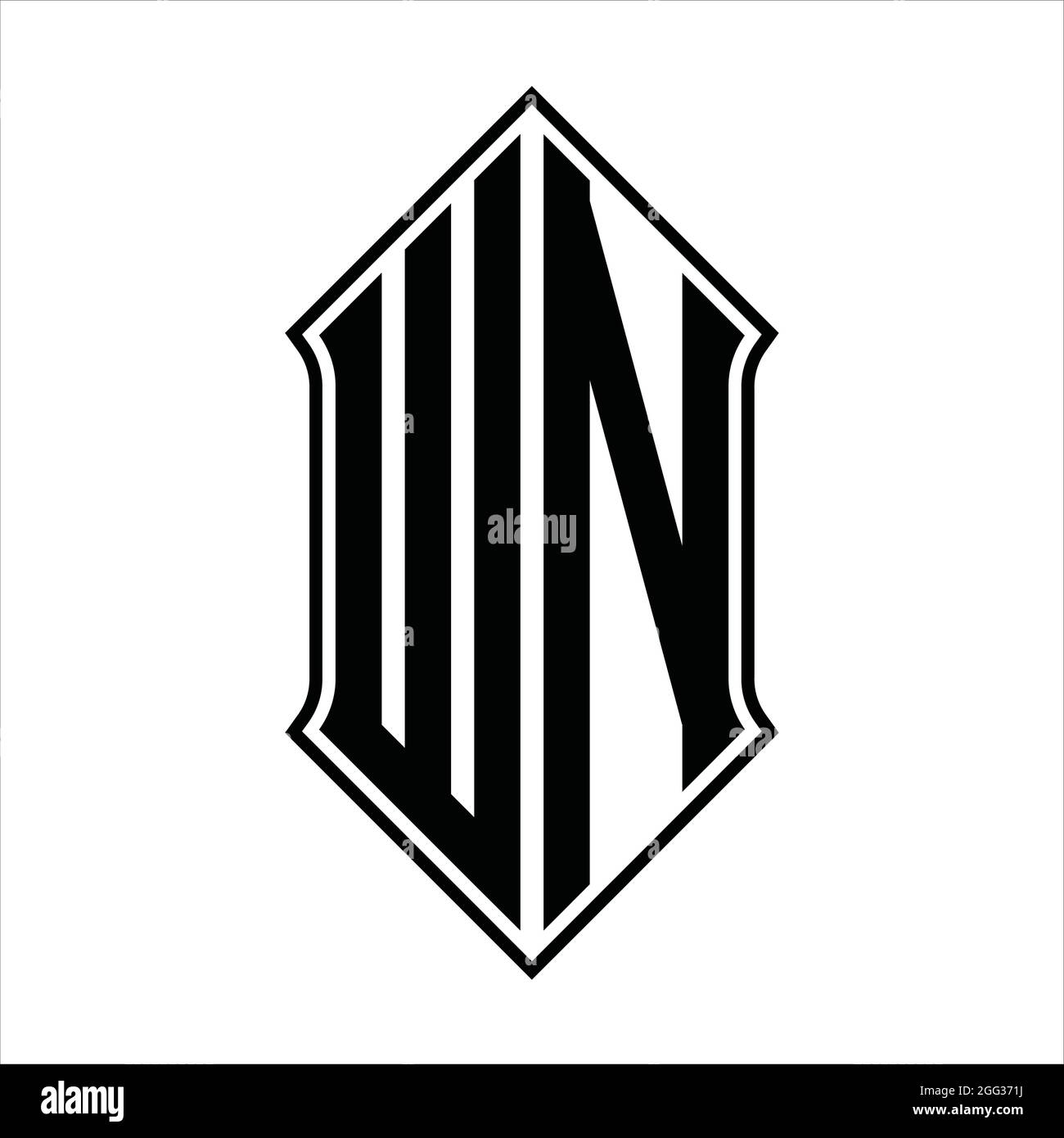 WN Logo monogram with shieldshape and black outline design template ...