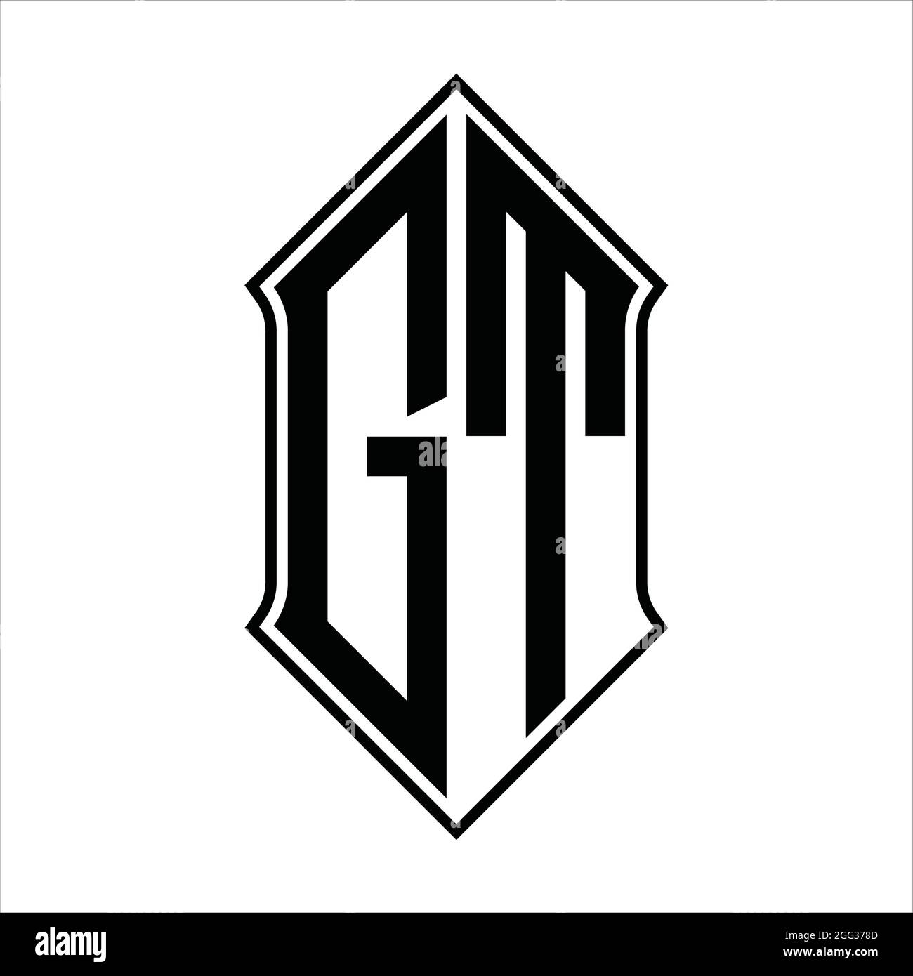 GT Logo monogram with shieldshape and black outline design template ...