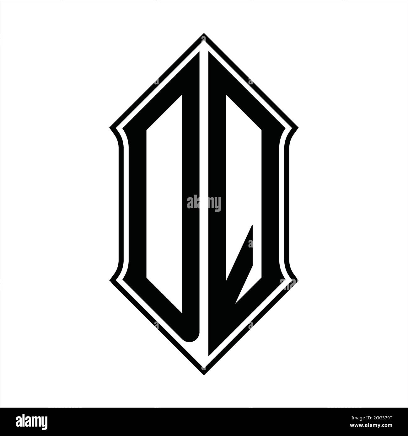 DQ Logo monogram with shieldshape and black outline design template ...