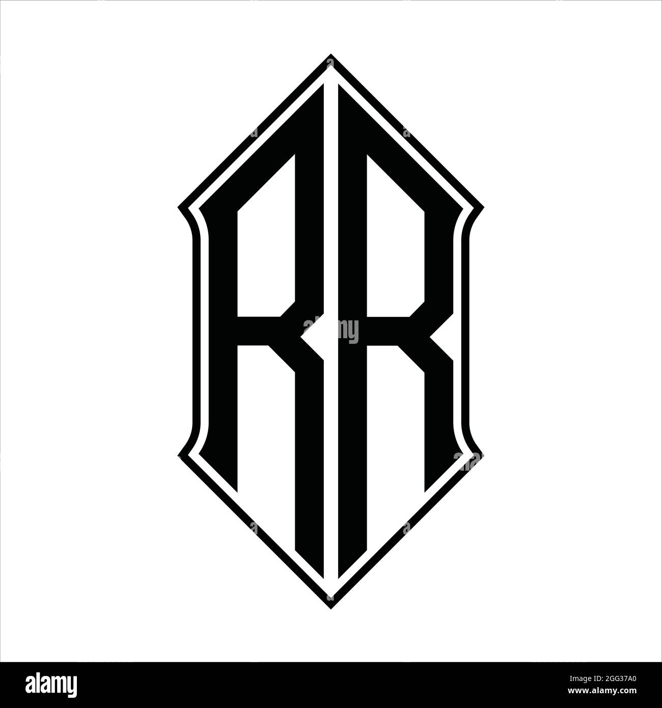 RR Logo monogram with shieldshape and black outline design template ...
