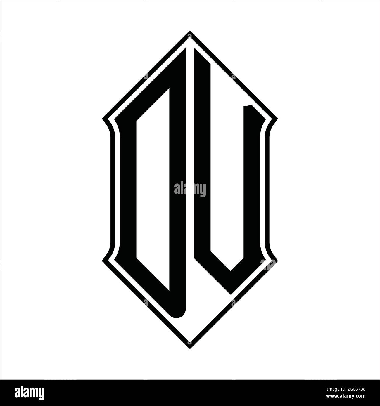 DV Logo monogram with shieldshape and black outline design template ...