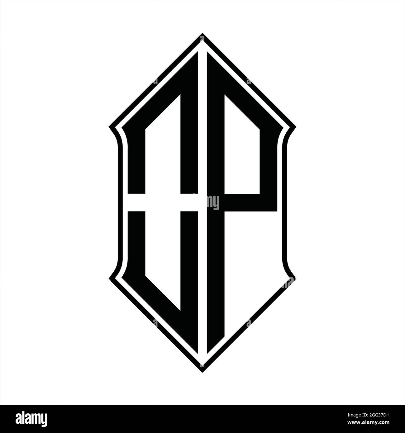 OP Logo monogram with shieldshape and black outline design template ...