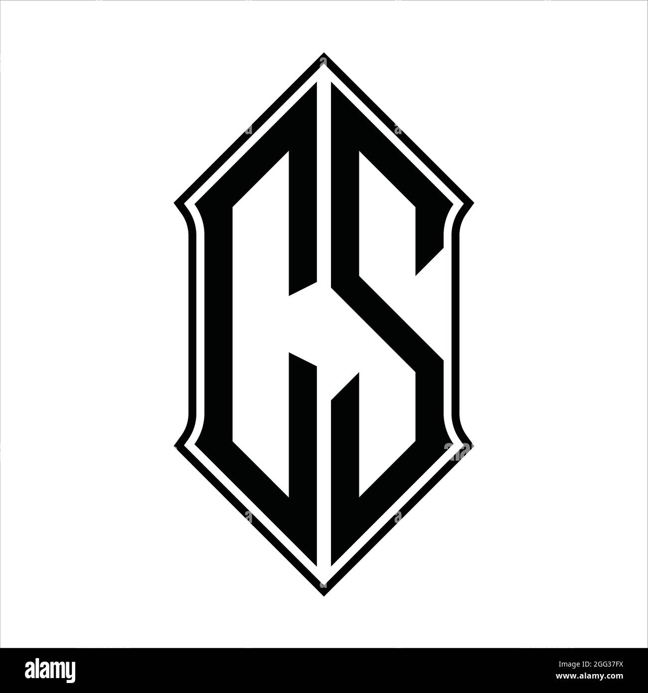 CS Logo monogram with shieldshape and black outline design template ...