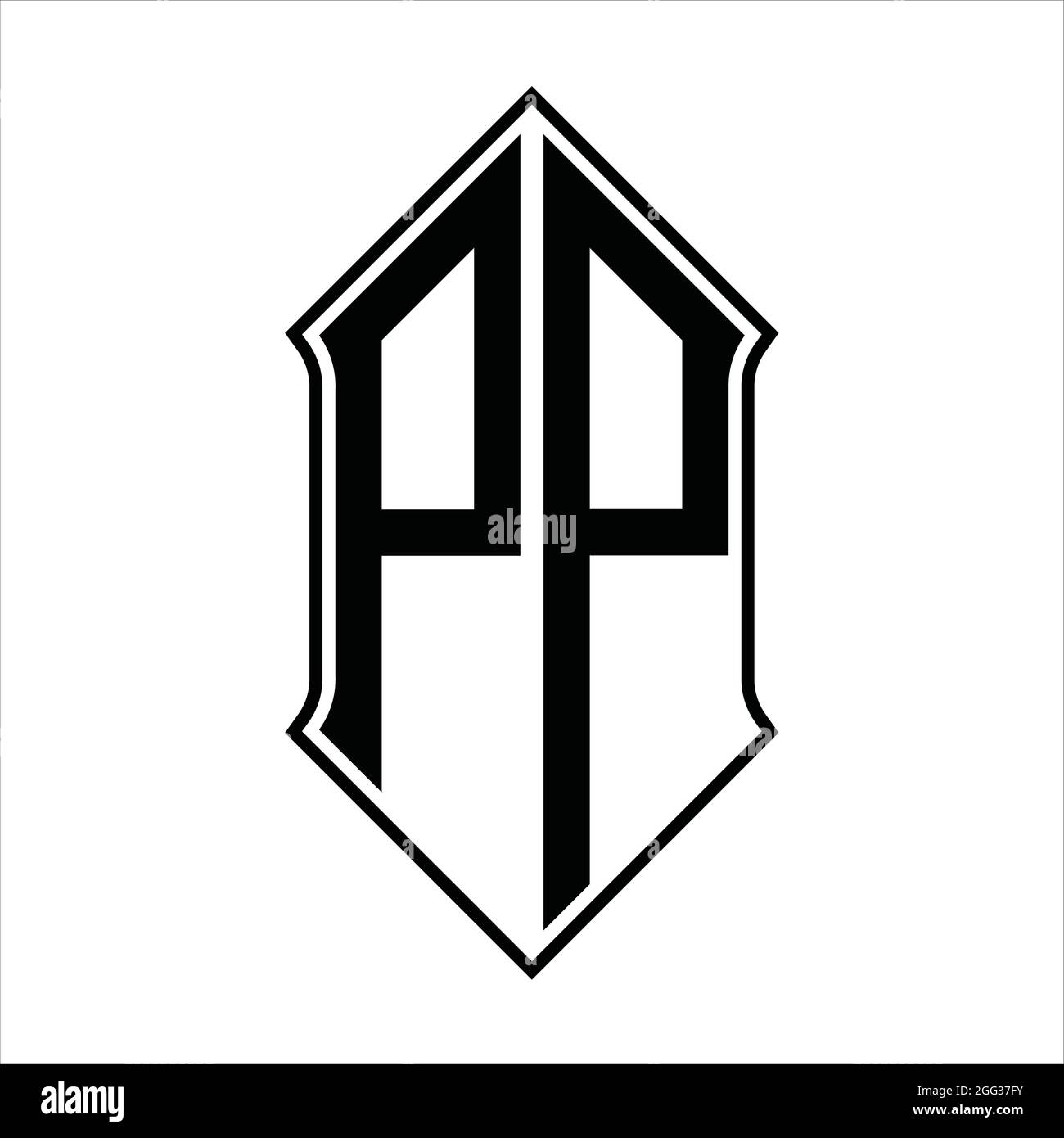 PP Logo monogram with shieldshape and black outline design template ...