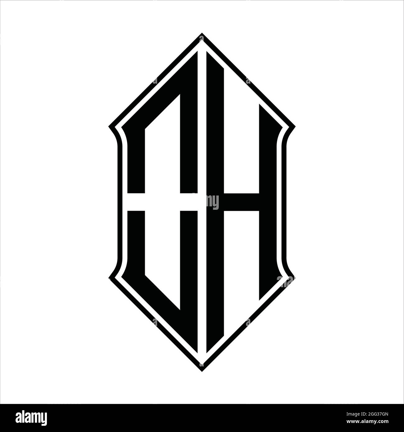 OH Logo monogram with shieldshape and black outline design template ...