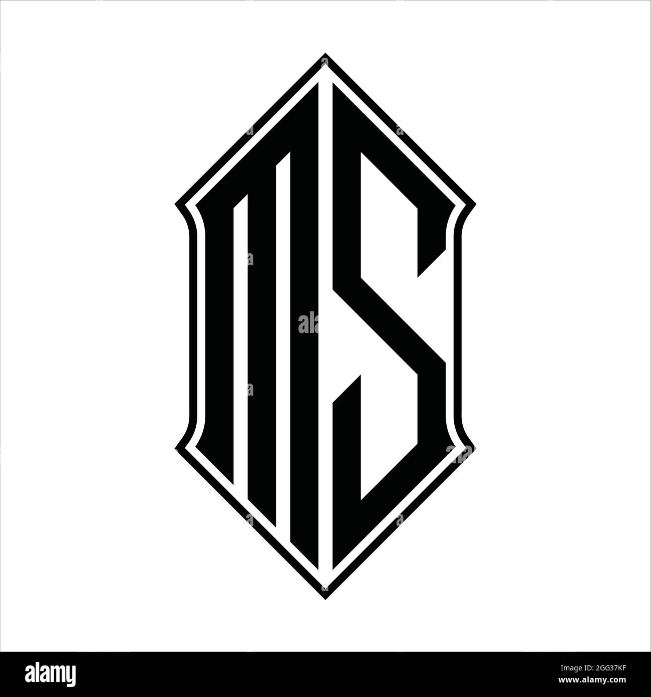 MS Logo monogram with shieldshape and black outline design template ...
