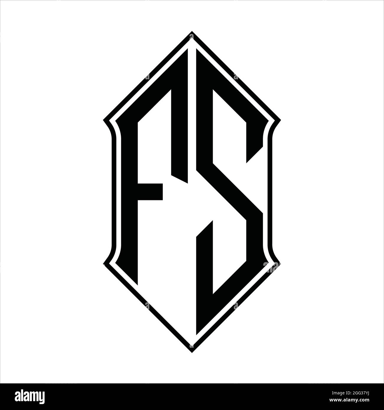 FS Logo monogram with shieldshape and black outline design template ...