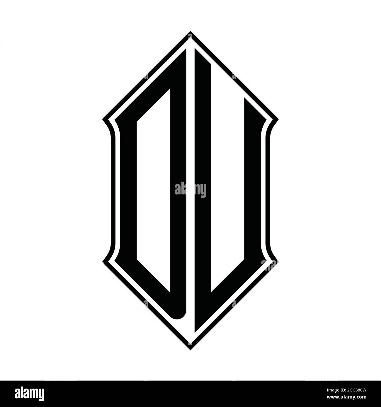 DU Logo monogram with shieldshape and black outline design template ...