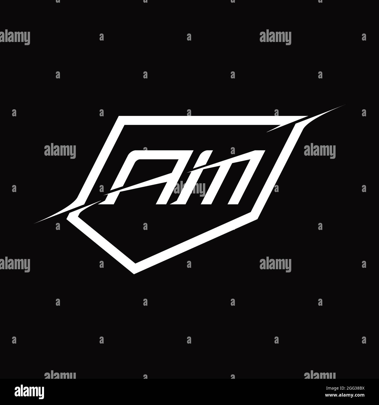 AM Logo monogram letter with shield and slice style blackground design ...