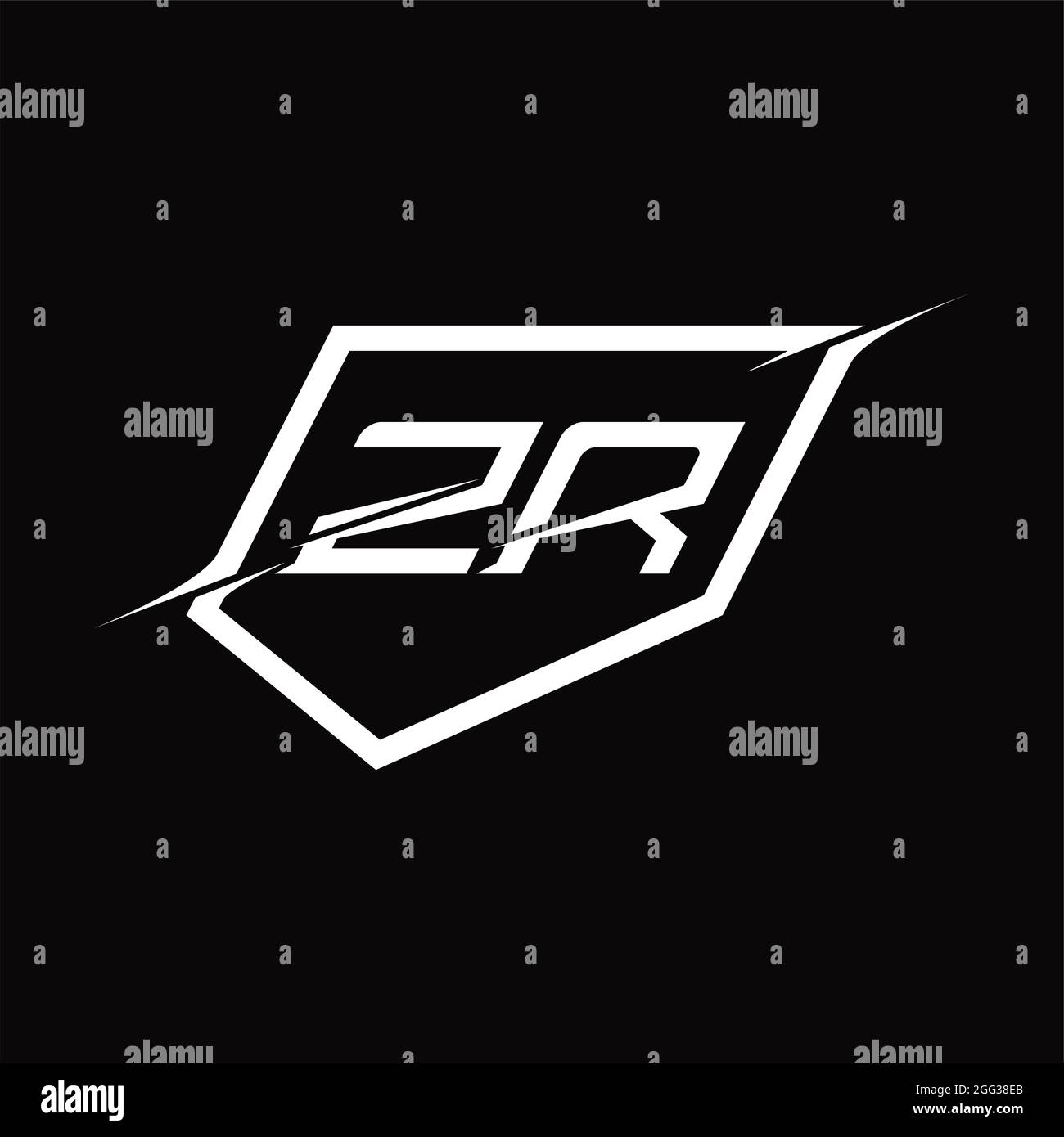 ZR Logo monogram letter with shield and slice style blackground design ...