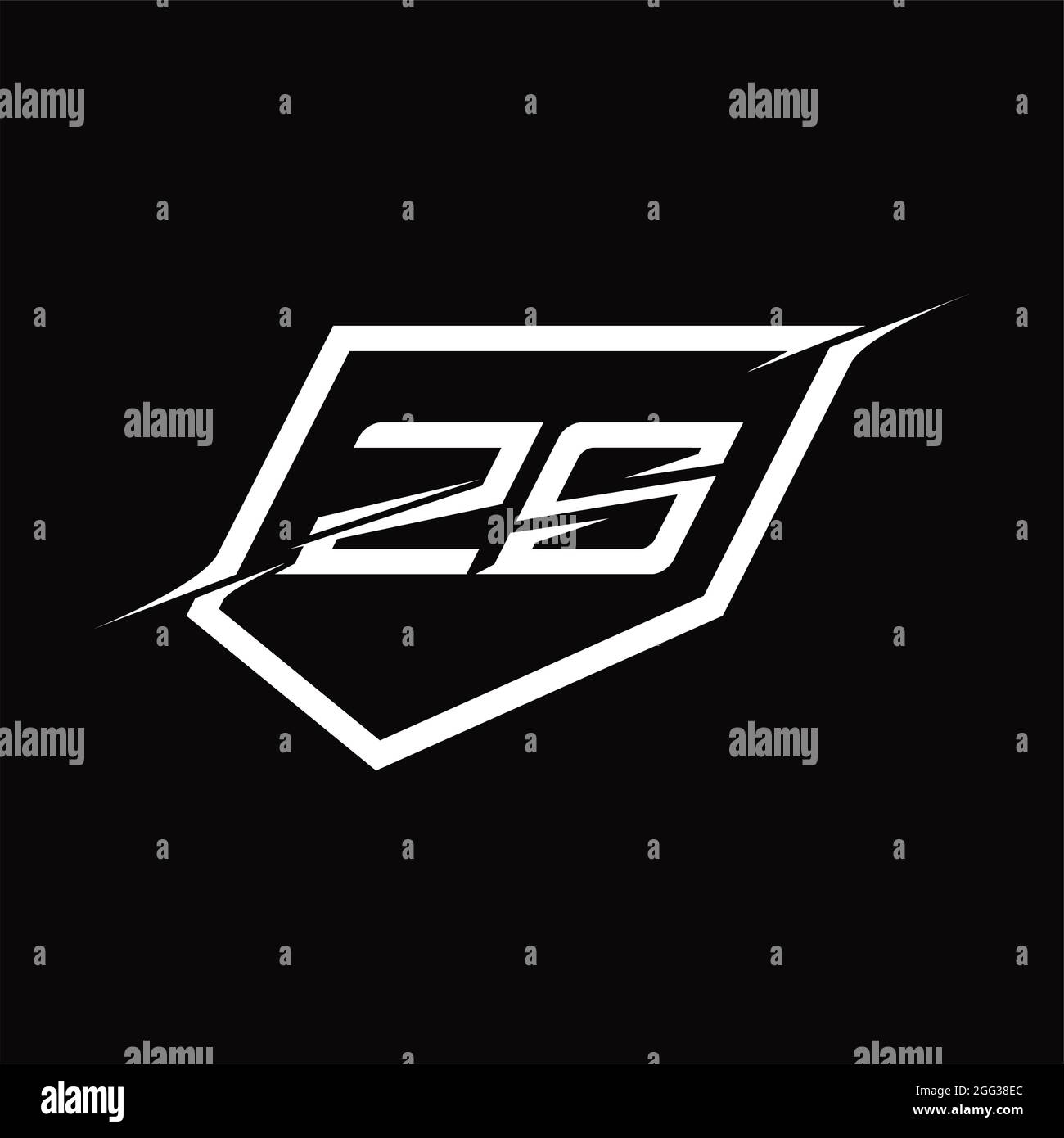 ZS Logo monogram letter with shield and slice style blackground design ...