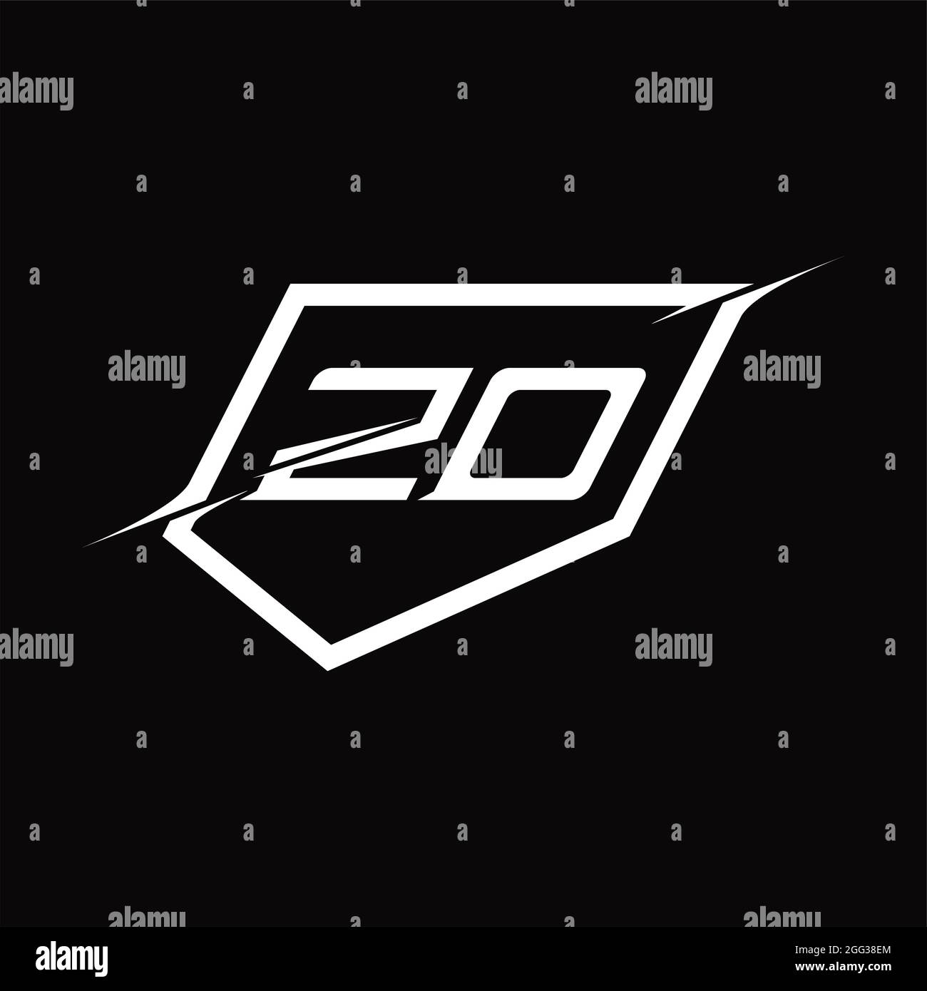ZO Logo monogram letter with shield and slice style blackground design ...