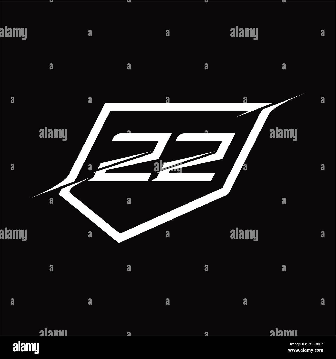 ZZ Logo monogram letter with shield and slice style blackground design ...