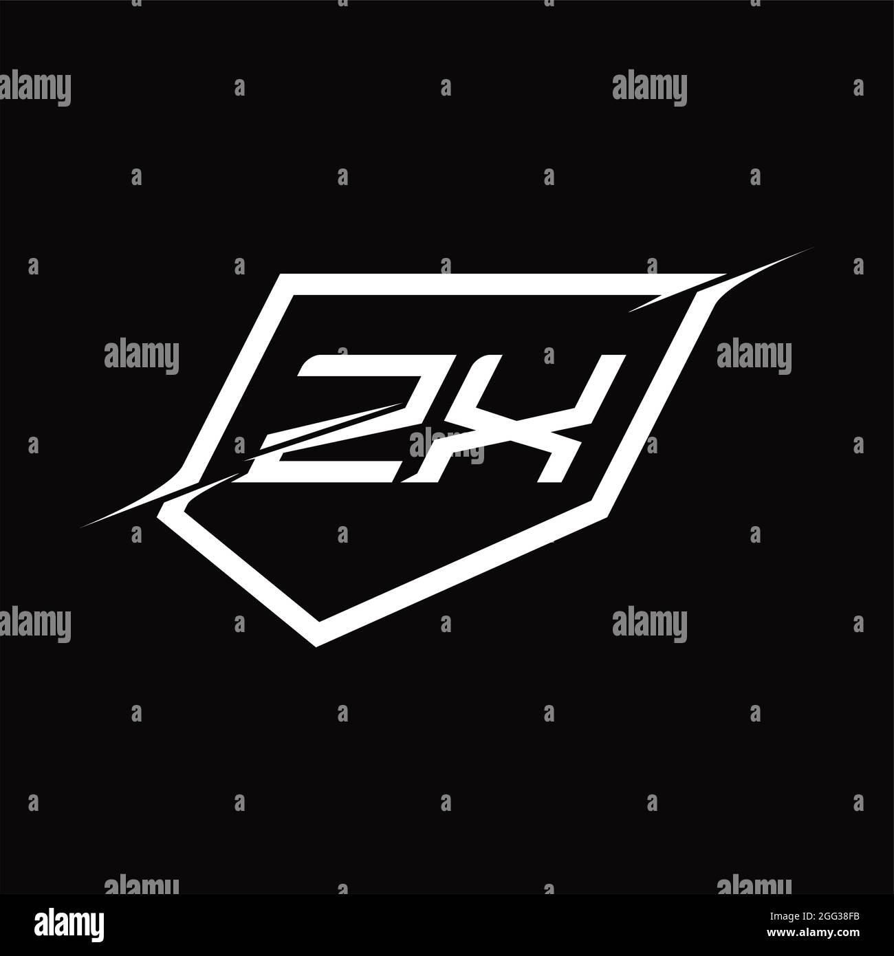 ZX Logo monogram letter with shield and slice style blackground design template Stock Vector ...