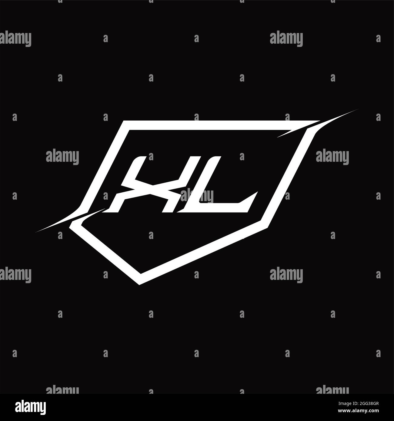 XL Logo monogram letter with shield and slice style blackground design ...