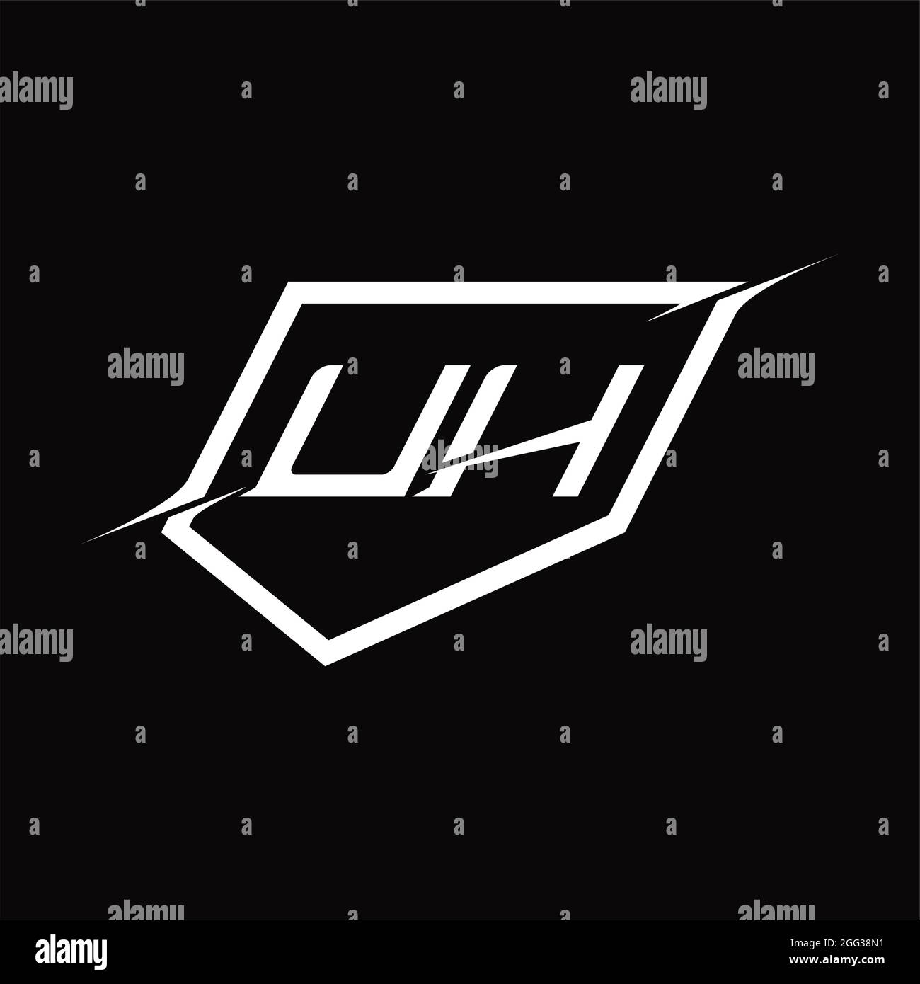 UH Logo monogram letter with shield and slice style blackground design ...