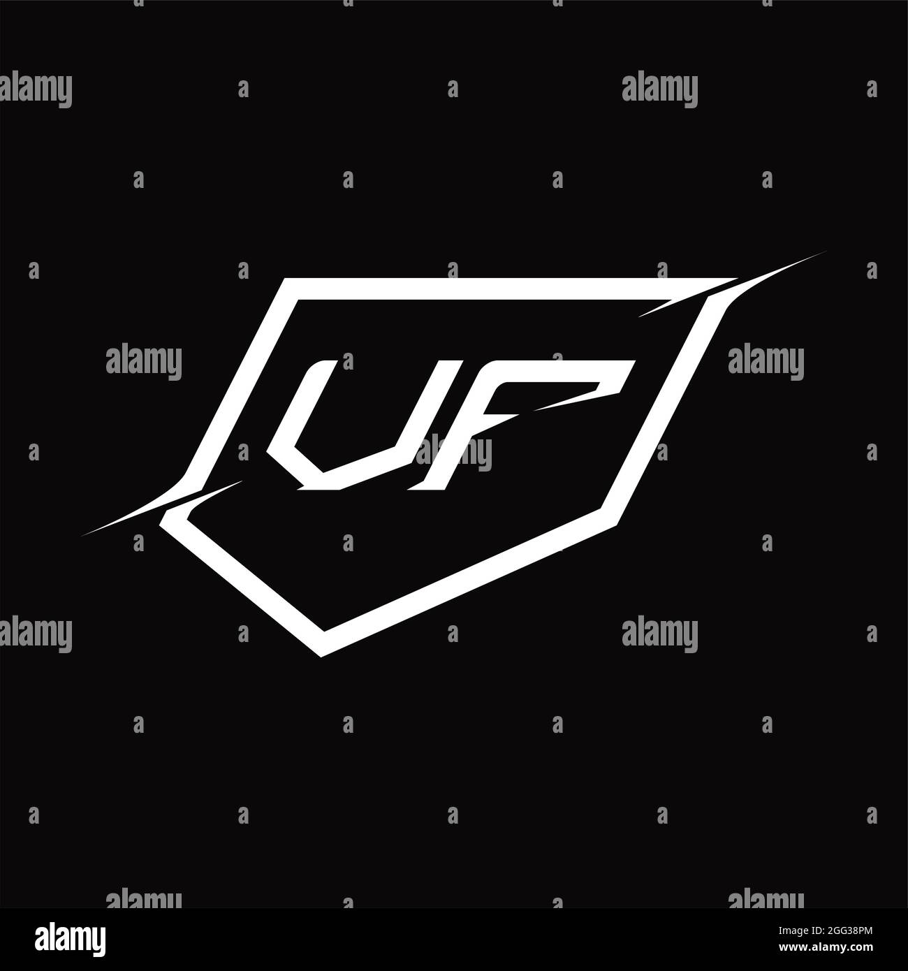 VF Logo monogram letter with shield and slice style blackground design ...