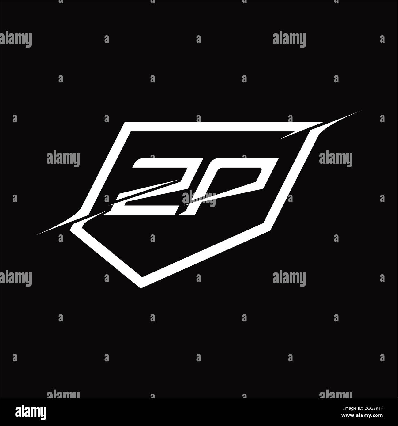 ZP Logo monogram with line style negative space on blackground Stock ...