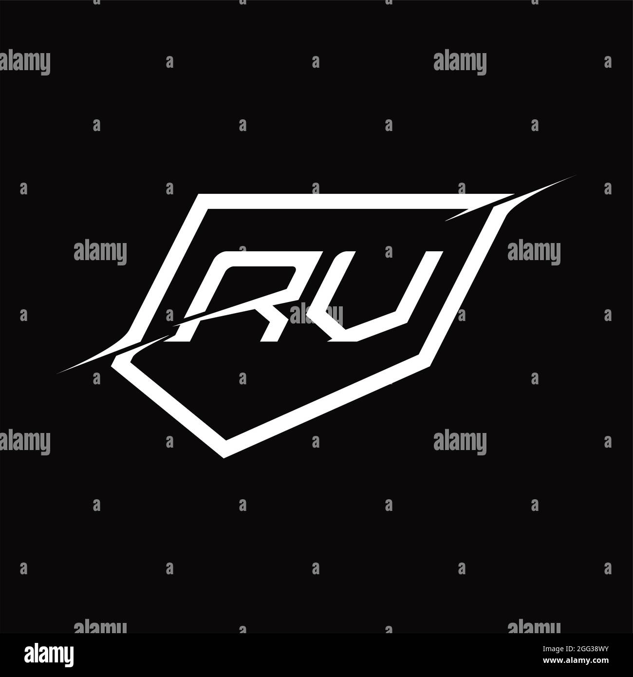 RV Logo monogram letter with shield and slice style blackground design ...