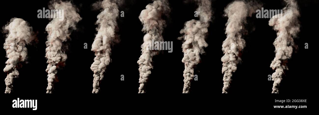 big column of toxic smoke on black isolated. digital industrial 3D ...