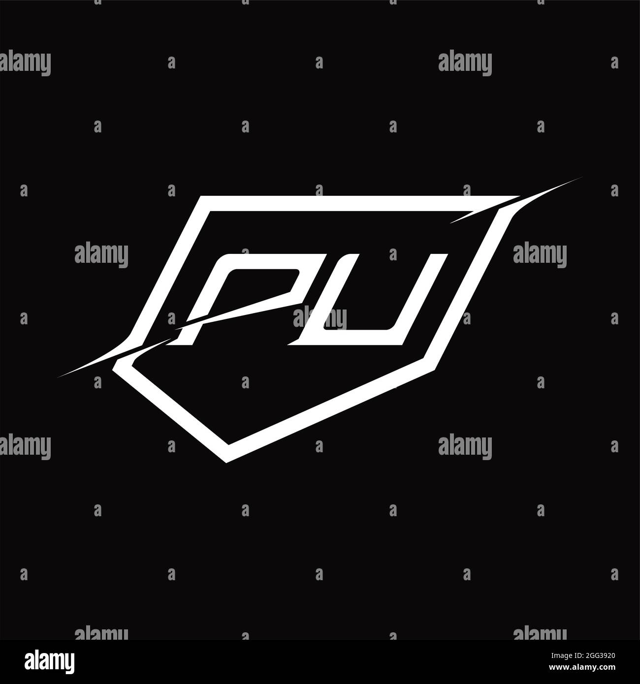 PU Logo monogram with line style negative space on blackground Stock ...
