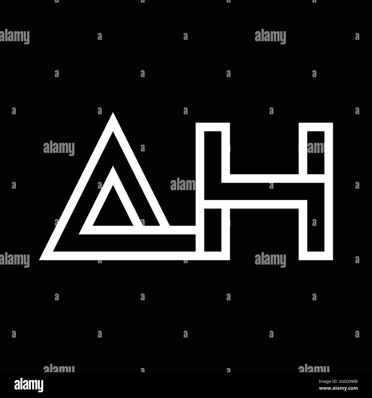 AH Logo monogram with line style negative space on blackground Stock ...