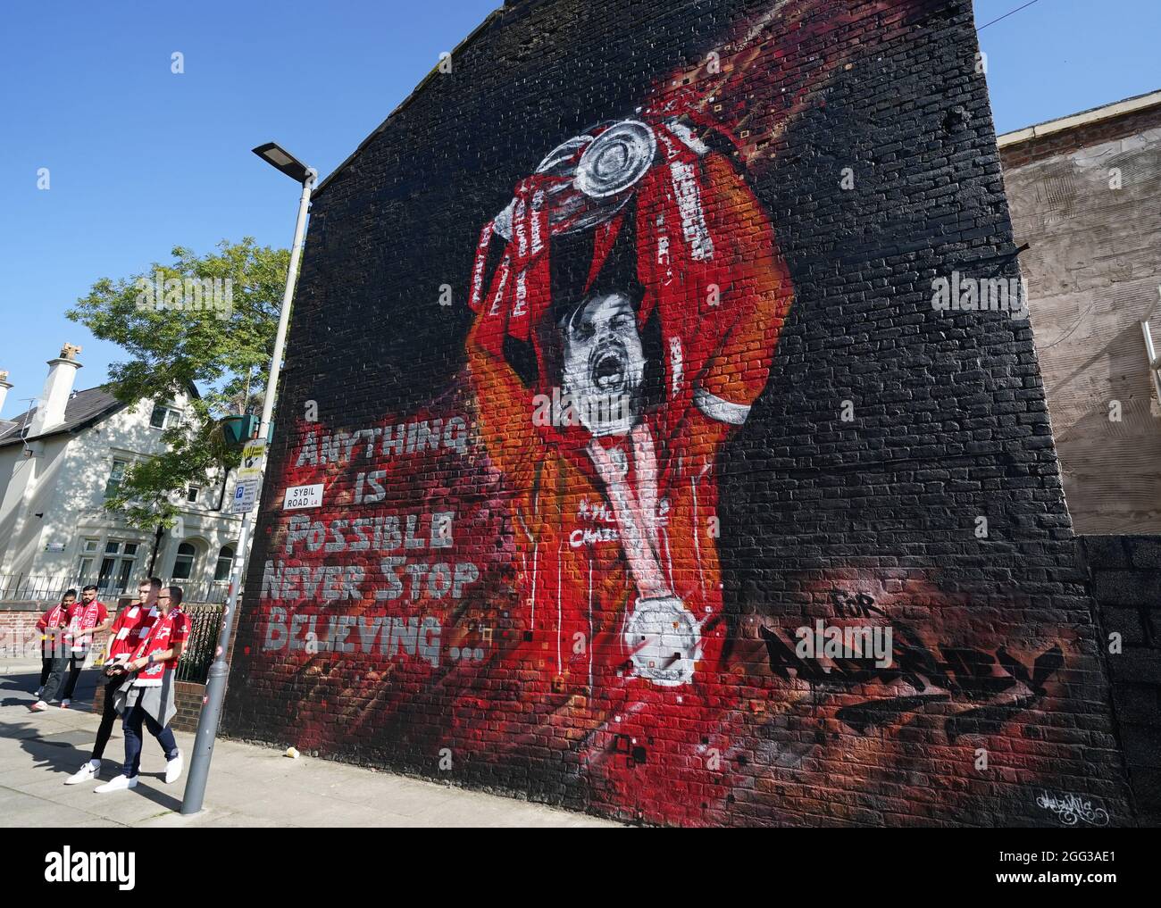 Murals outside the ground ahead of the Premier League match at Anfield ...