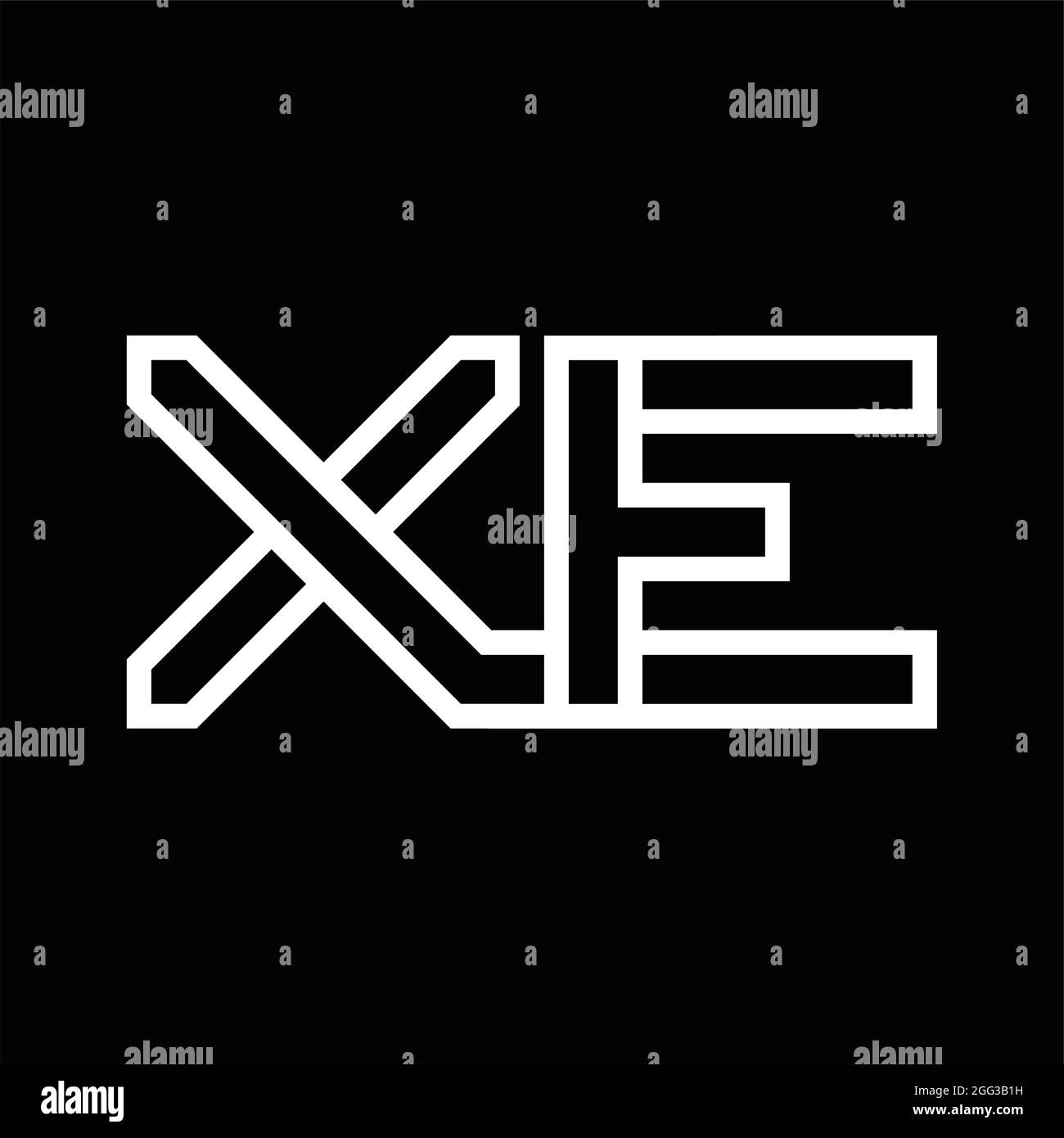 XE Logo monogram with pillar shape white background design template ...