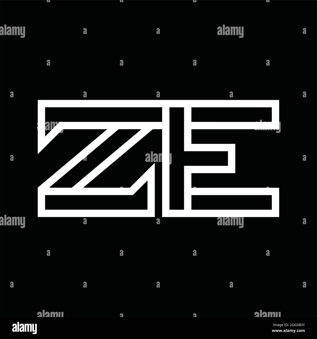 ZE Logo monogram with pillar shape white background design template ...