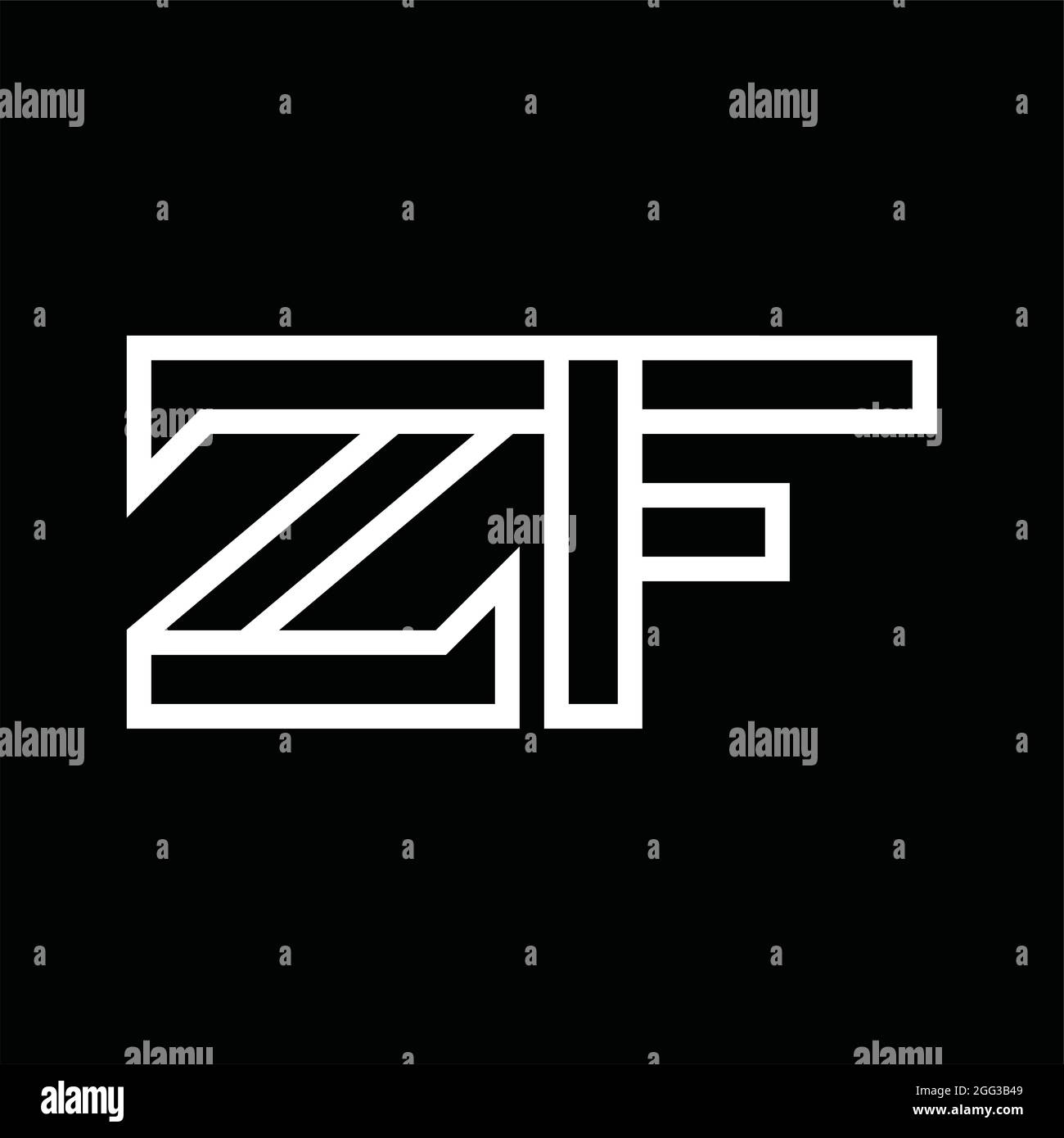 ZF Logo monogram with pillar shape white background design template ...