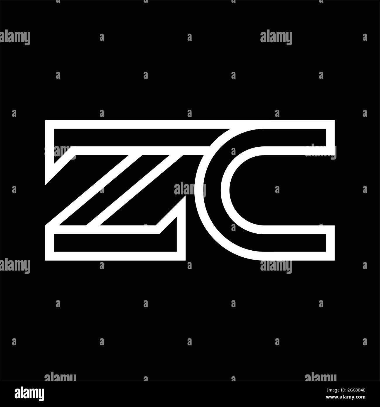 ZC Logo monogram with pillar shape white background design template ...